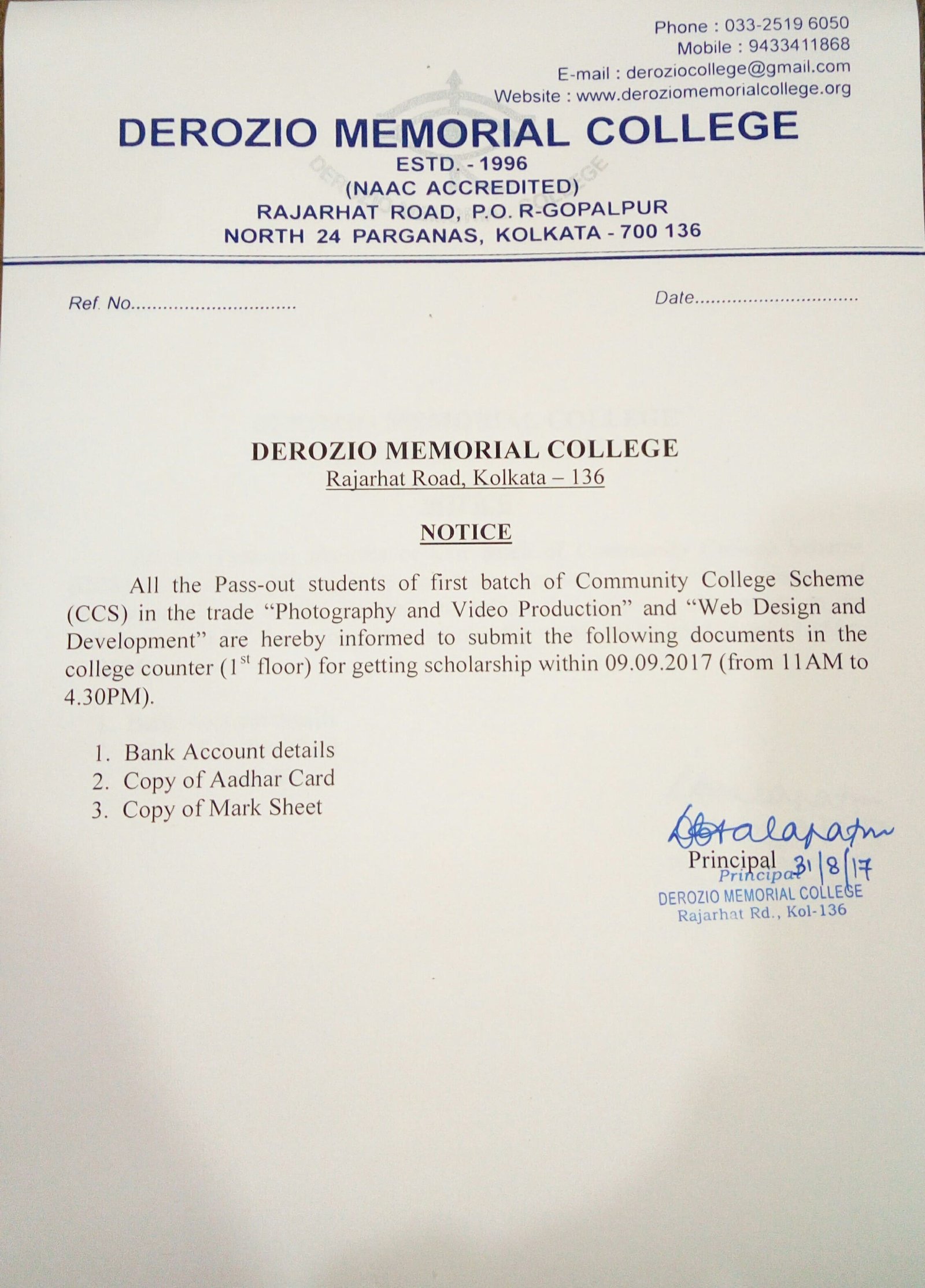 DEROZIO MEMORIAL COLLEGE